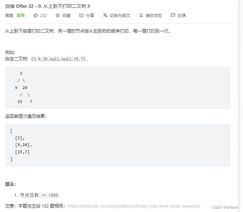 剑指 Offer 32 Ii 从上到下打印二叉树 Ii Csdn博客