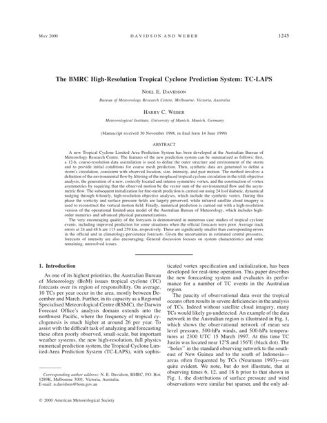 Pdf The Bmrc High Resolution Tropical Cyclone Prediction System Tc Laps