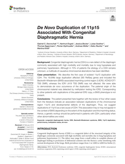 Pdf De Novo Duplication Of 11p15 Associated With Congenital