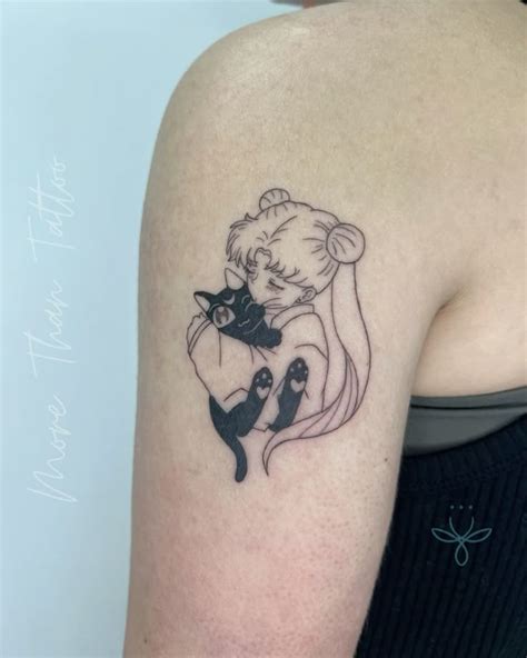 Sailor Moon And Luna Fineline Tattoo By Our Apprentice Alex In