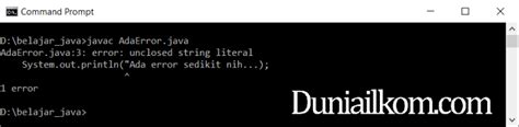 Tutorial Belajar Java Melihat Pesan Error Kode Program Java Duniailkom
