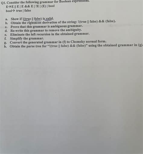 solved q1 ﻿consider the following grammar for boolean