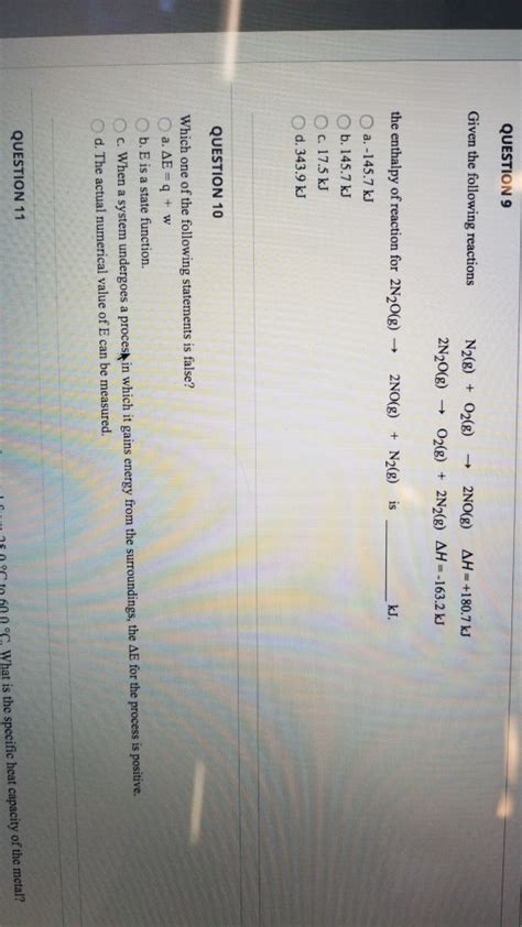 solved question9 given the following reactions n2 g o2 g