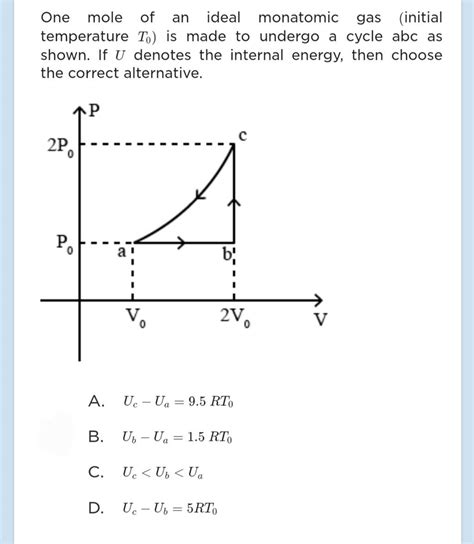 One Mole Of An Ideal Monatomic Gas Initial Temperature T0 Is Made To