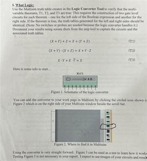 Solved I What Logic Use The Multisim Truth Table Creator
