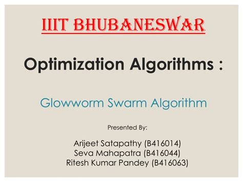 Glowworm Swarm Optimisation Ppt Ppt