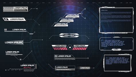 Hud Ui Gui 미래 사용자 인터페이스 화면 요소 세트 비디오 게임을위한 하이테크 화면 공상 과학 컨셉 디자인 콜아웃