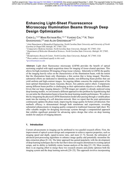 Pdf Enhancing Light Sheet Fluorescence Microscopy Illumination Beams Through Deep Design