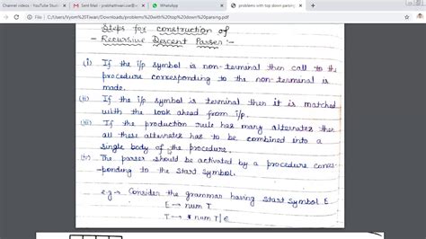 Predictive And Recursive Descent Parser Youtube