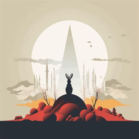 부활절 포스터 를 위한 토끼 프리미엄 벡터