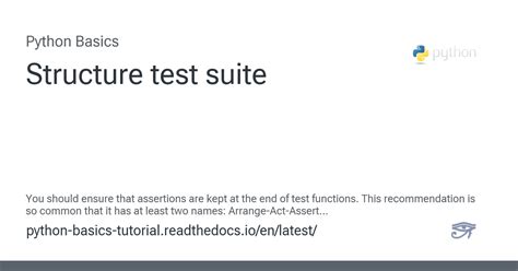 Structure Test Suite Python Basics 2510 Structure Test Suite Python Basics 2510