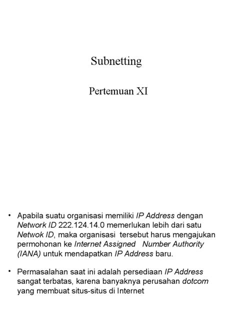 Pertemuan 11 Subnetting Pdf
