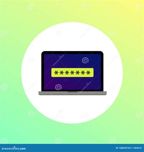 Notebook With Password Form Notification Illustration Flat Style Icon Lock Laptop Screen With
