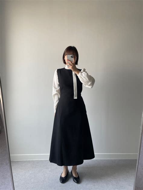 투데이보니 레이디 뒷밴딩 블랙 롱 에이라인 하객룩 원피스 위시버킷