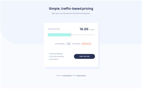 frontend mentor interactive pricing component with react coding