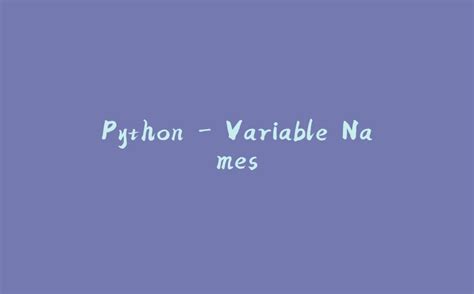 Python Variable Names 拾光赋