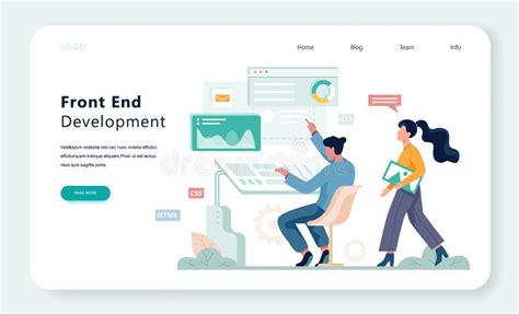 Frontend Development Mobile Application Banner Set Website Stock