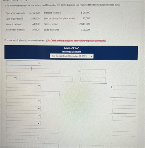Solved In Its Income Statement For The Year Ended December