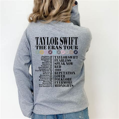 Taylor Swift Eras Tour Sweatshirt Gray Swiftie Albums Concert Merch Size L Ebay