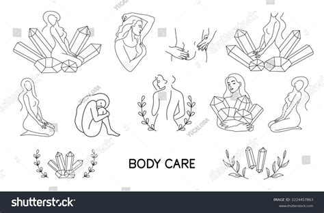 Set Girls Poses Elements Design Naked Stock Vector Royalty Free