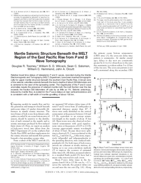 Pdf Mantle Seismic Structure Beneath The Melt Region Of The East Pacific Rise From P And S