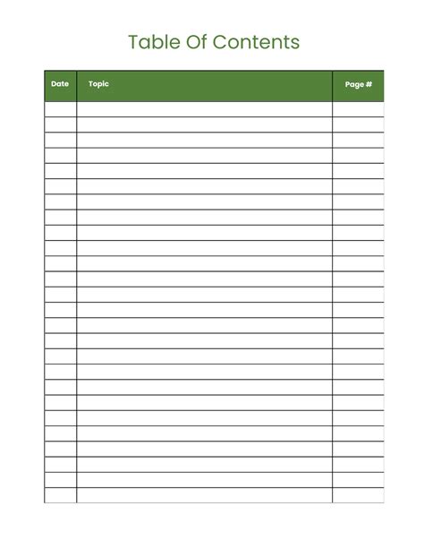 Free Printable Table Of Contents Template FREE Templates