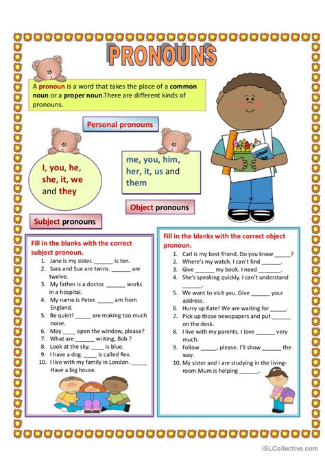 Местоимения Worksheets