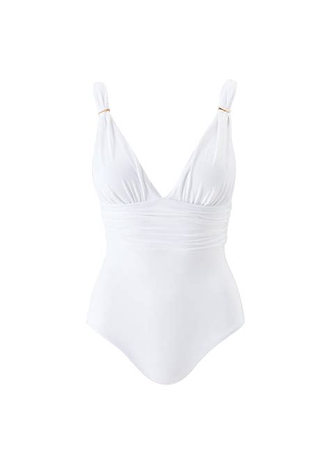 Panarea White Bar Trim Over The Shoulder Swimsuit Melissa Odabash