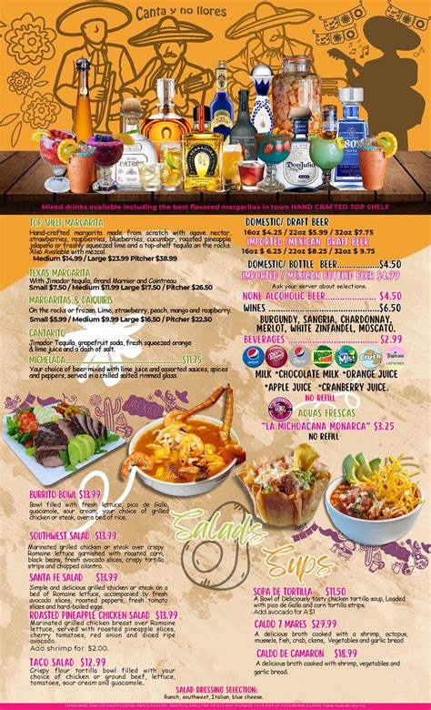 Menu Cancun Mexican Grill Cantina