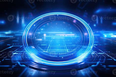 Ai Generated Futuristic Blue Holographic Interface In A Cybernetic