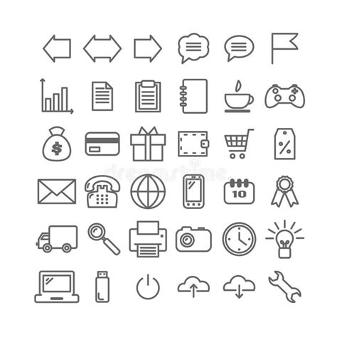 Collection Of 36 Universal Linear Icons Thin Icons For Print Web Mobile Apps Design Stock