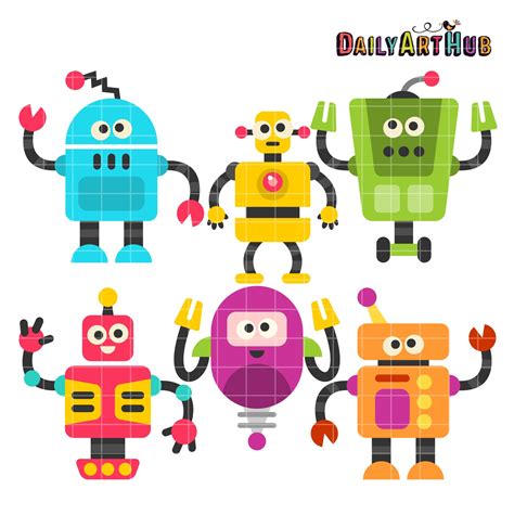 Funny Robots Clip Art Set Daily Art Hub Graphics Alphabets And Svg