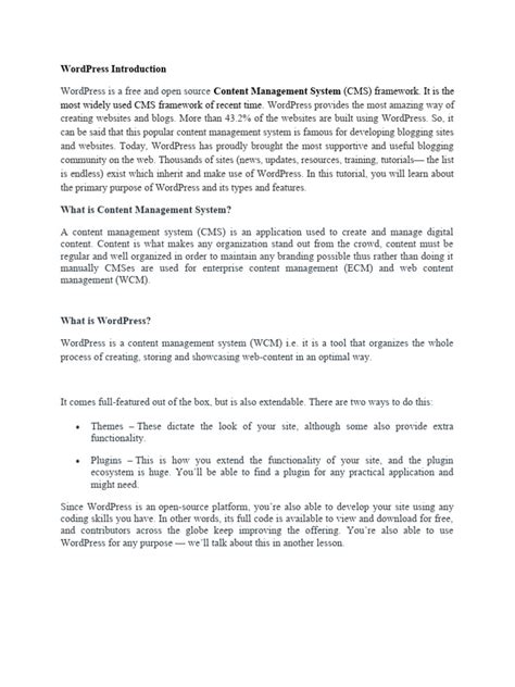 Wordpress Introduction Pdf Computers
