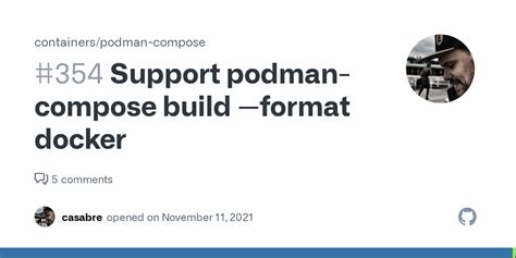 Support Podman Compose Build Format Docker · Issue 354 · Containerspodman Compose · Github