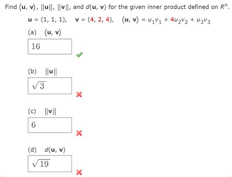 solved find u v 0 v and d u v for the