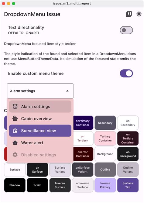Material3 DropdownMenu Themed Focused Item Broken Issue 123736