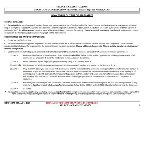 DD Form 818 DoD Issuance Coordination Response DD Forms