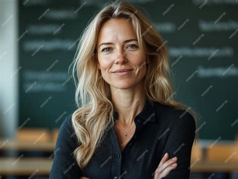 School Classroom With Female Teacher Teaching Students Premium Ai