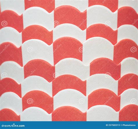 Abstract Wave Rectangle Curves Red And White Pattern Of Paper Cup