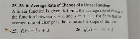 Solved Average Rate Of Change Of A Linear Function A Chegg