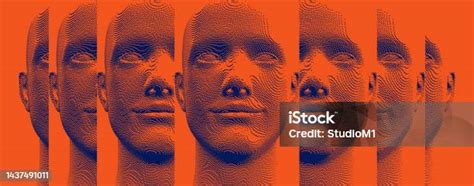 거울을 바라보는 남자의 모습 심리적 정신적 건강 문제의 개념 복셀 예술3d 여러 복제된 인간의 벡터 삽화 프레젠테이션 표지 또는 브로셔를 위한 디자인 인공지능에 대한 스톡