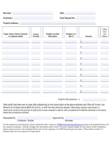 FREE Construction Request Form Samples To Download