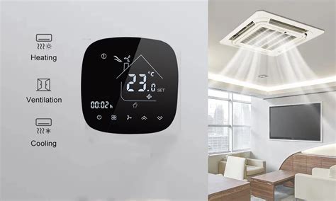 Black Negative Display Screen Modbus Rtu Communication Bms System Hotel Fan Coil Controller