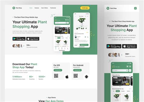 plant shop app landing page uiux design app landing page