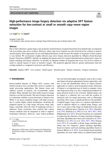 High Performance Image Forgery Detection Via Adaptive Sift Feature