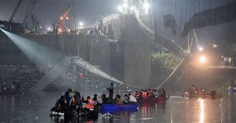 ინდოეთში ხიდის ჩამონგრევის შედეგად დაღუპულთა რიცხვი 141 მდე გაიზარდა არიან დაკარგულებიც