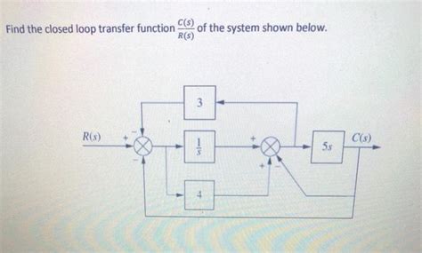 Solved Find The Closed Loop Transfer Function R S C S Of Chegg