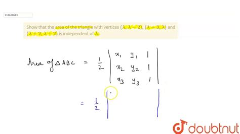 Show That The Area Of The Triangle With Vertices `lambda Lambda 2