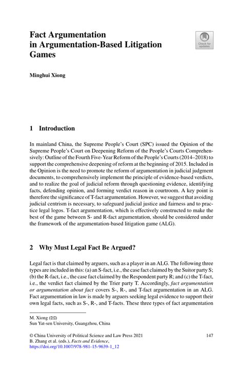 Pdf Fact Argumentation In Argumentation Based Litigation Games