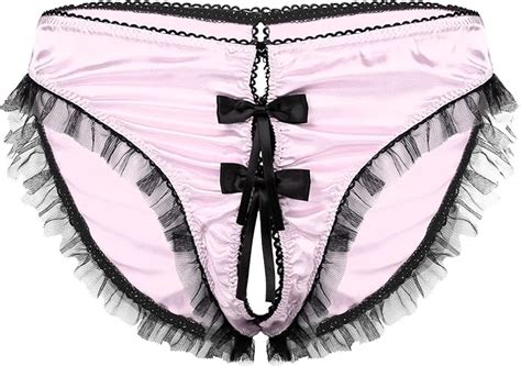 Tiaobug Herren Unterhosen Slip Schwarz Hipster Mit Rüschen Spitzen Unterwäsche Sexy Sissy